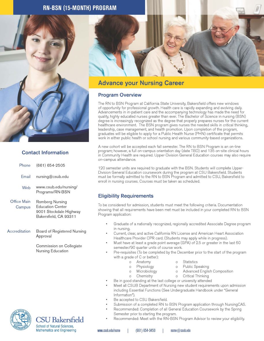RN-BSN Post-Licensure Program | California State University, Bakersfield